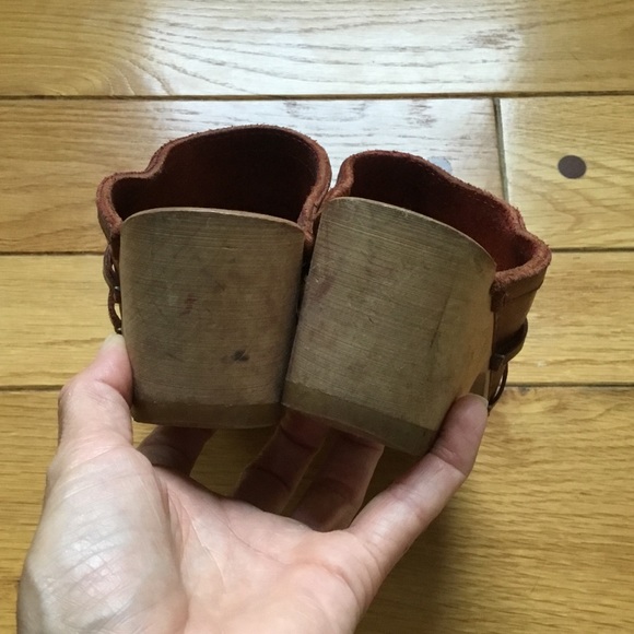 Krone | Shoes | Vintage Krone Leather Denmark Wood Heel Clogs | Poshmark